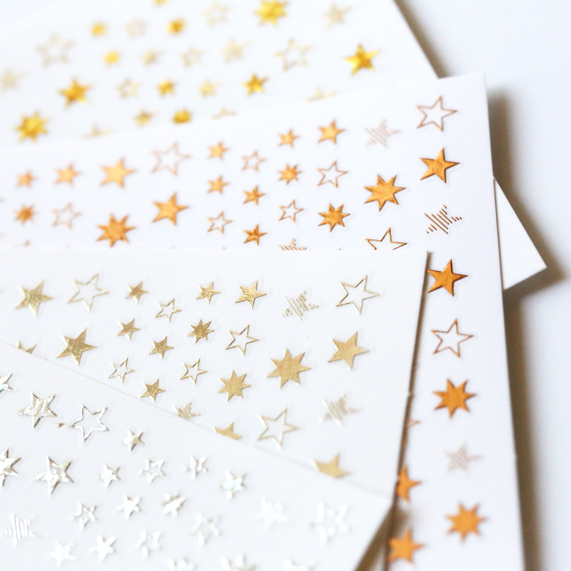 NAIL DECAL Gold Silver Rose Gold Yellow gold STICKERS 26 - SET of 4 ...